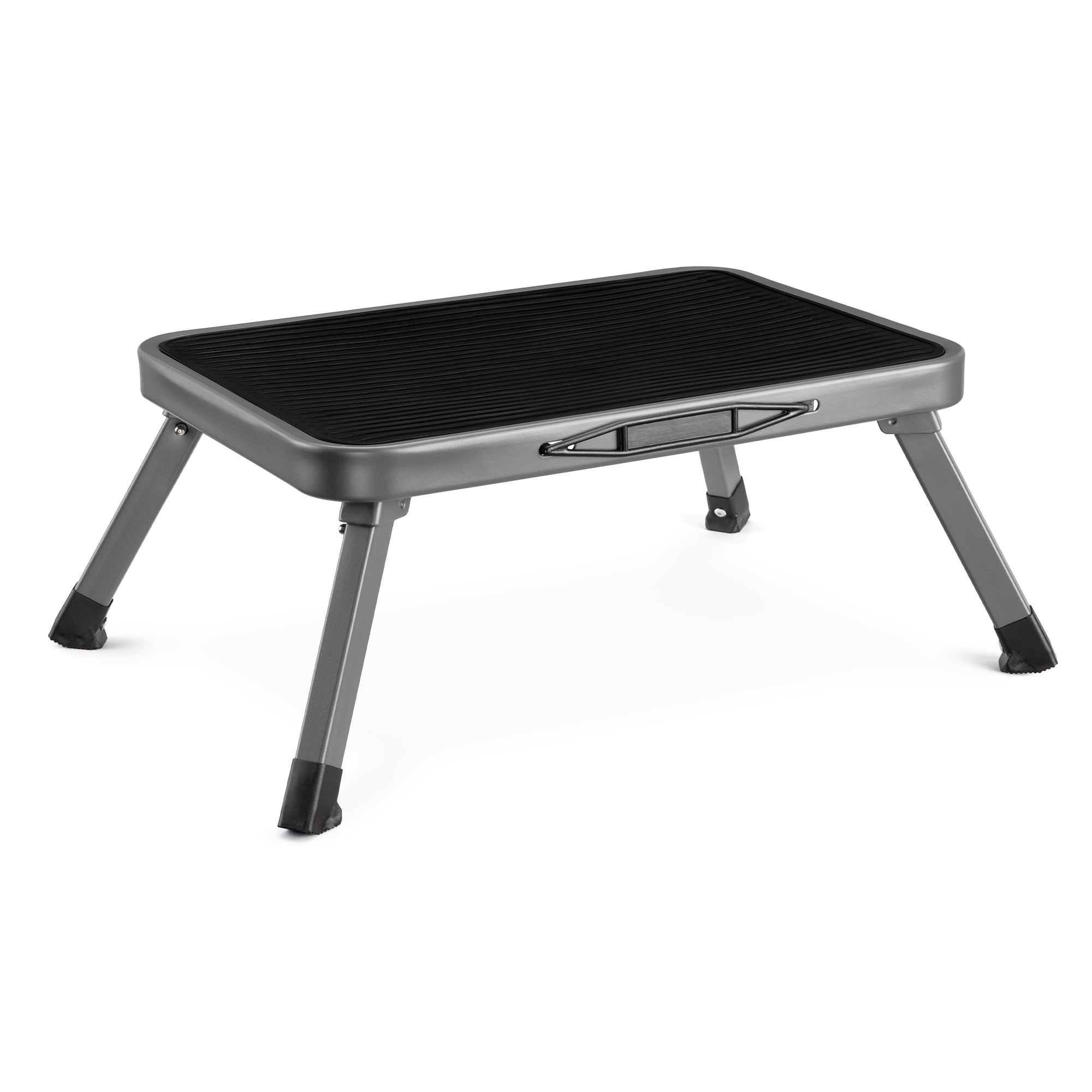 Sgabello Pieghevole in Acciaio - Sgabellino Trasportabile 1 Gradino - Grigio