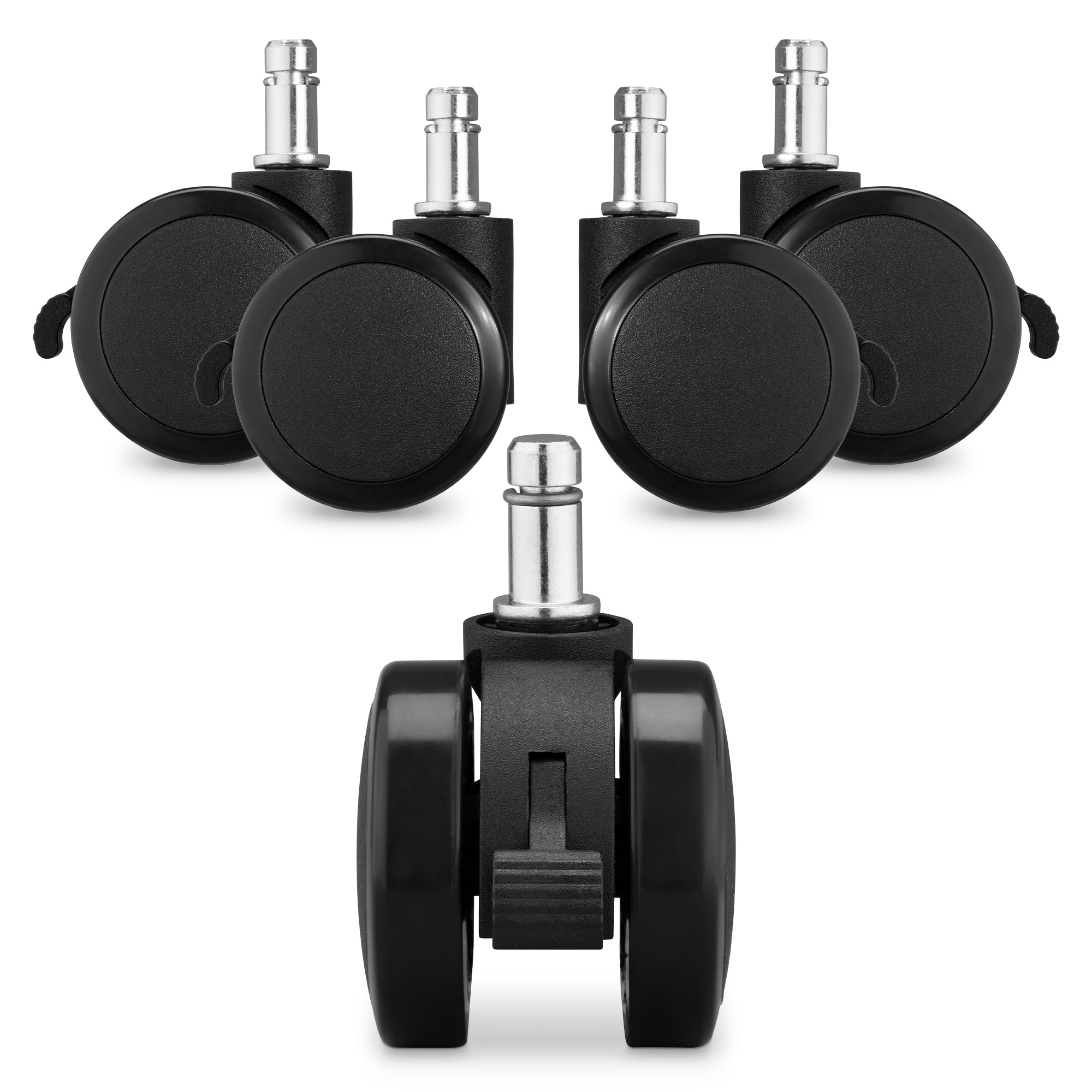 5x Rotelle sedia ufficio 10/50mm - Ruote girevoli antigraffio con freno - grigio