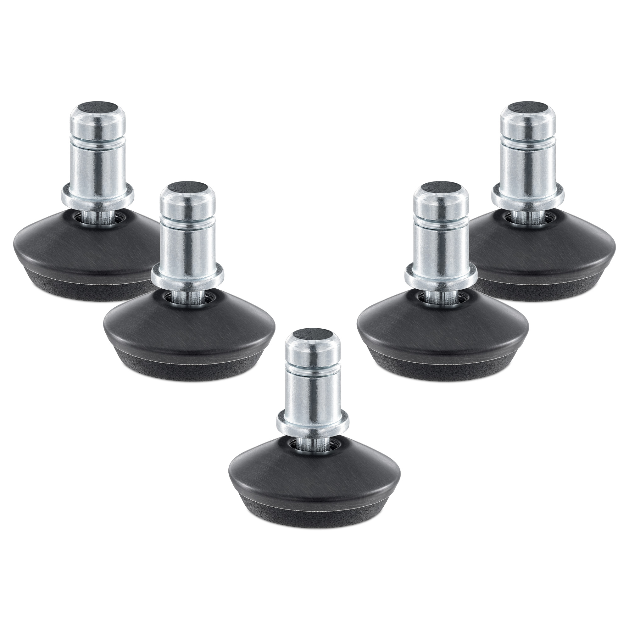 5x Piedini Fissi Sedia Girevole Ufficio - Perno Ø10x22mm Zoccolo Ø33x13mm - Nero